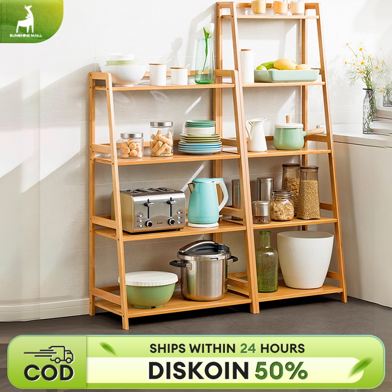 Jual Rak Dapur Serbaguna Rak Susun Bambu Rak penyimpanan Rak Bumbu Kayu ...