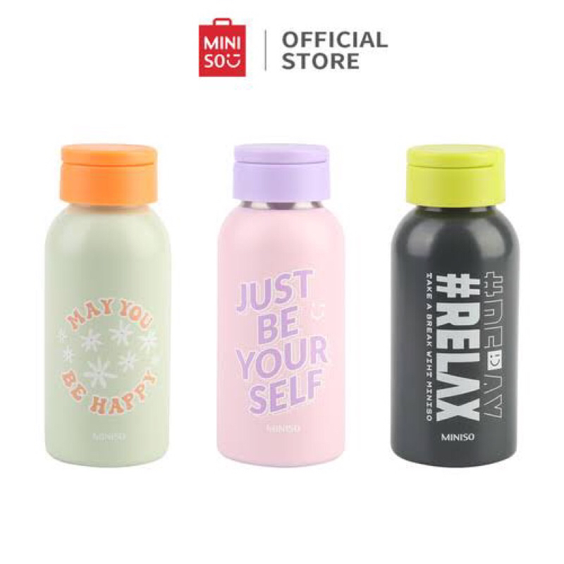 Jual Miniso Letter Stainless Bottle with Handle / Miniso botol tahan ...