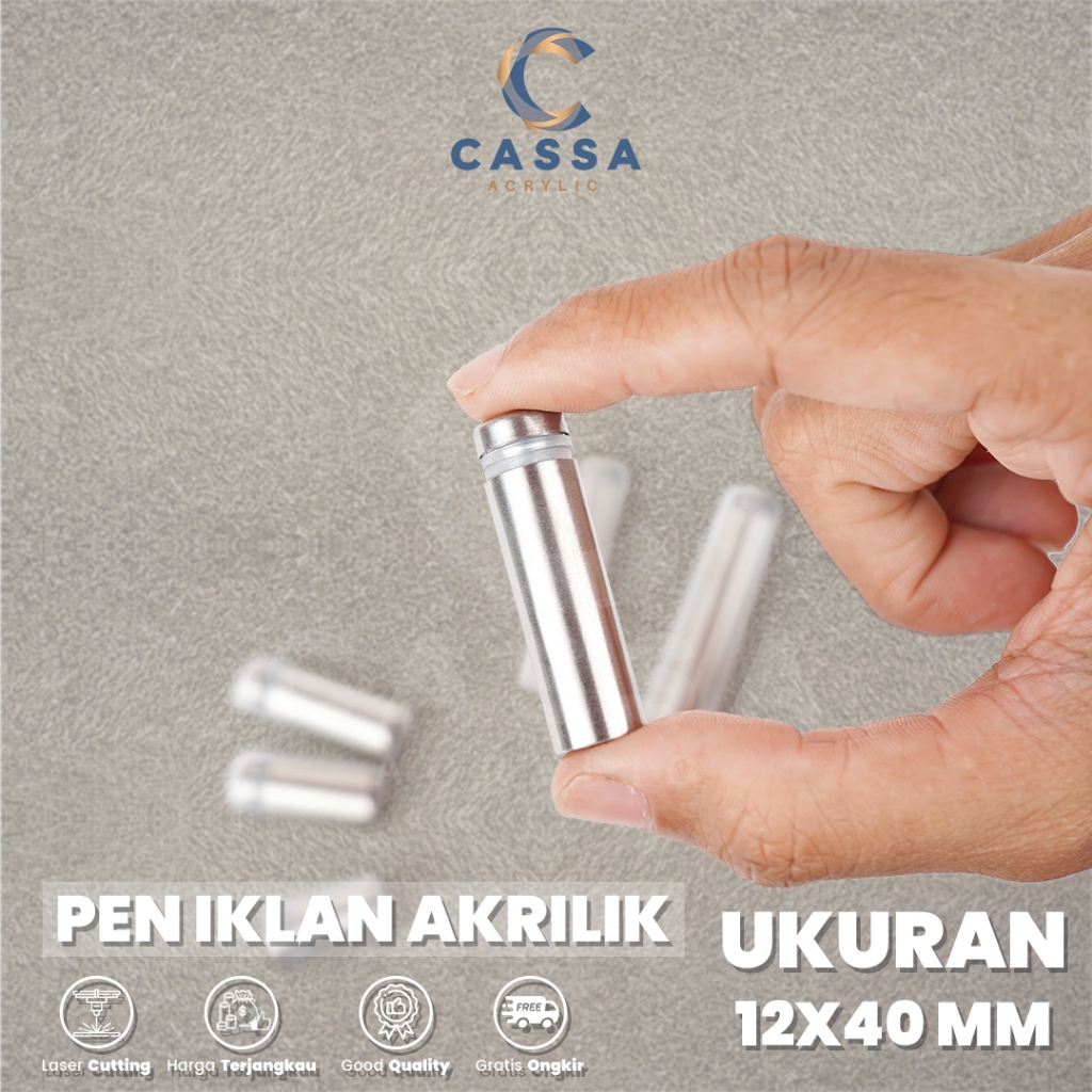 Jual Pen Iklan 12x40 Stainless Baut Kaca Akrilik Sign Board | Shopee ...