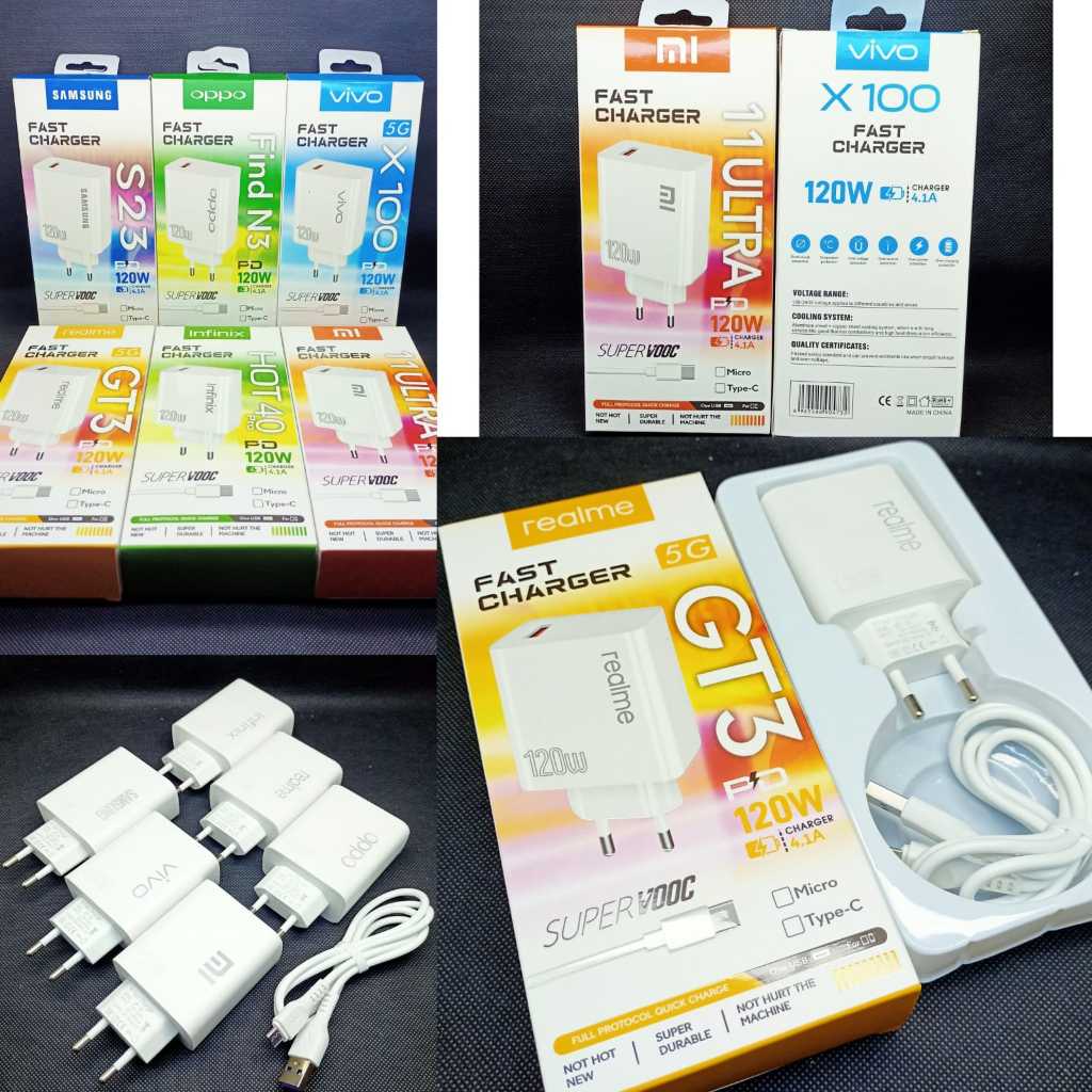 Jual CHARGER CASAN BRAND HP 120W 2A NON FAST 1USB MICRO USB / TYPE-C ...