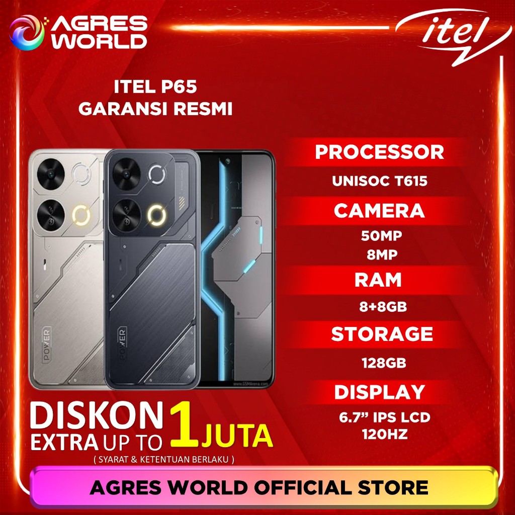Jual Itel P65 RAM 8+8/128GB - Cyber Design With Ring Light 120hz 6.7 ...