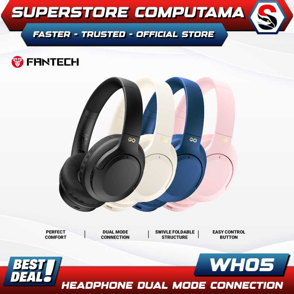 Jual Fantech Headphone Bluetooth Dual Mode Headset Wireless GO VIBE WH05 | Shopee Indonesia