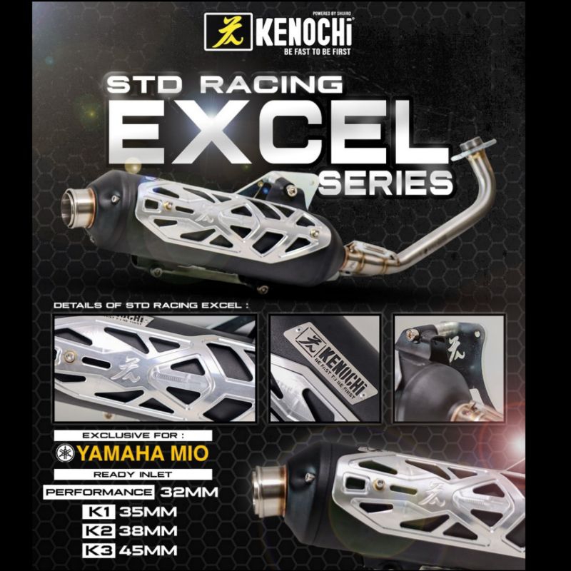 Jual Knalpot Std Racing Kenochi type EXCEL K-series BLACK for MIO ...