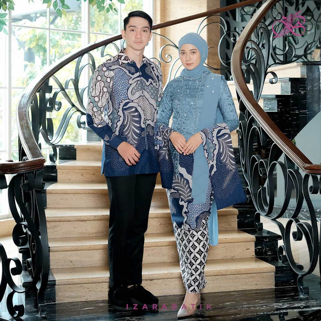 Jual IZARABATIK - Kharisma Denim Set Kebaya Batik Modern Couple Wisuda ...