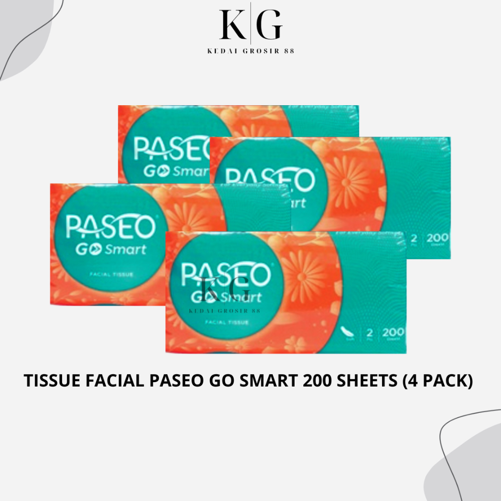 Jual PASEO Go Smart Tissue Facial 200 SHEETS (4 PACK) | Shopee Indonesia