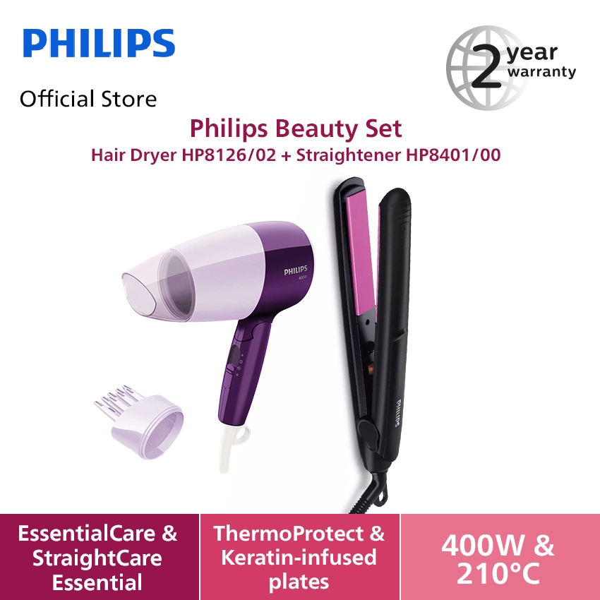 Jual Philips Beauty Set - Hair Dryer HP8126/02 + Straightener HP8401/00 ...