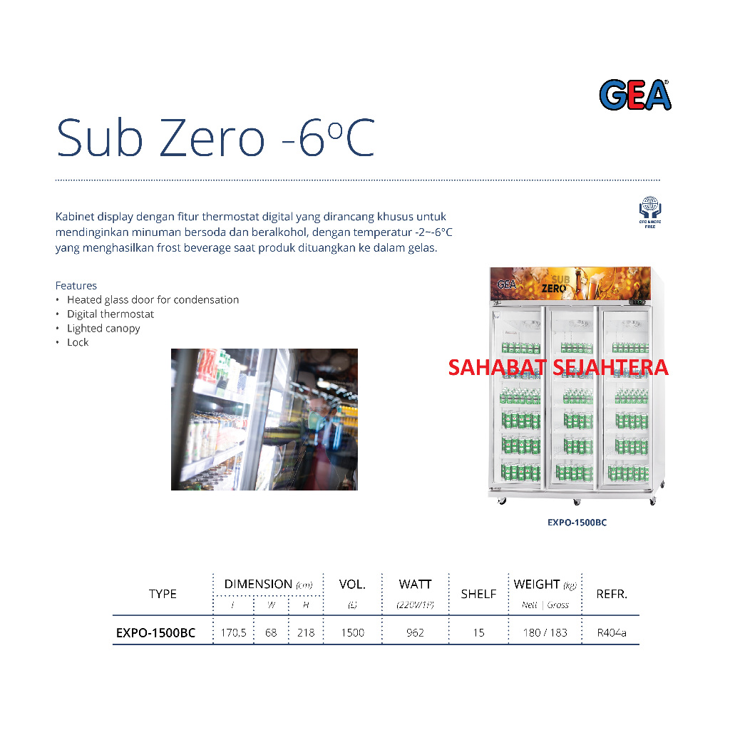 Jual GEA Sub Zero Cooler EXPO-1500BC Kulkas Beer 3 Pintu | Shopee Indonesia