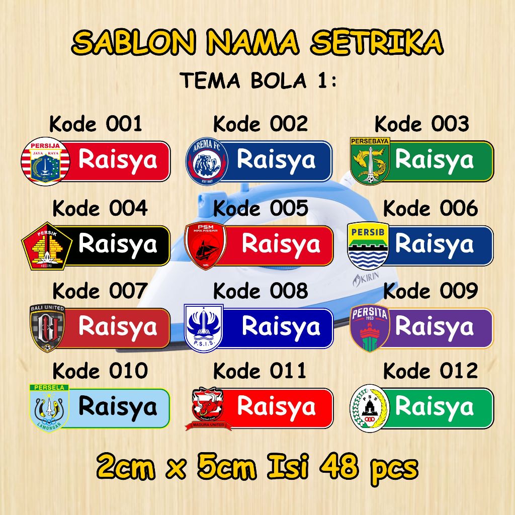 Jual LABEL NAMA BAJU ISI 48 pcs (TERMURAH) / STIKER BAJU / SABLON NAMA ...