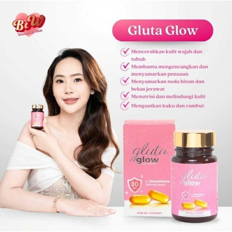 Jual gluta glow skin pemutih suplemen pencerah kulit badan (30 kapsul ...