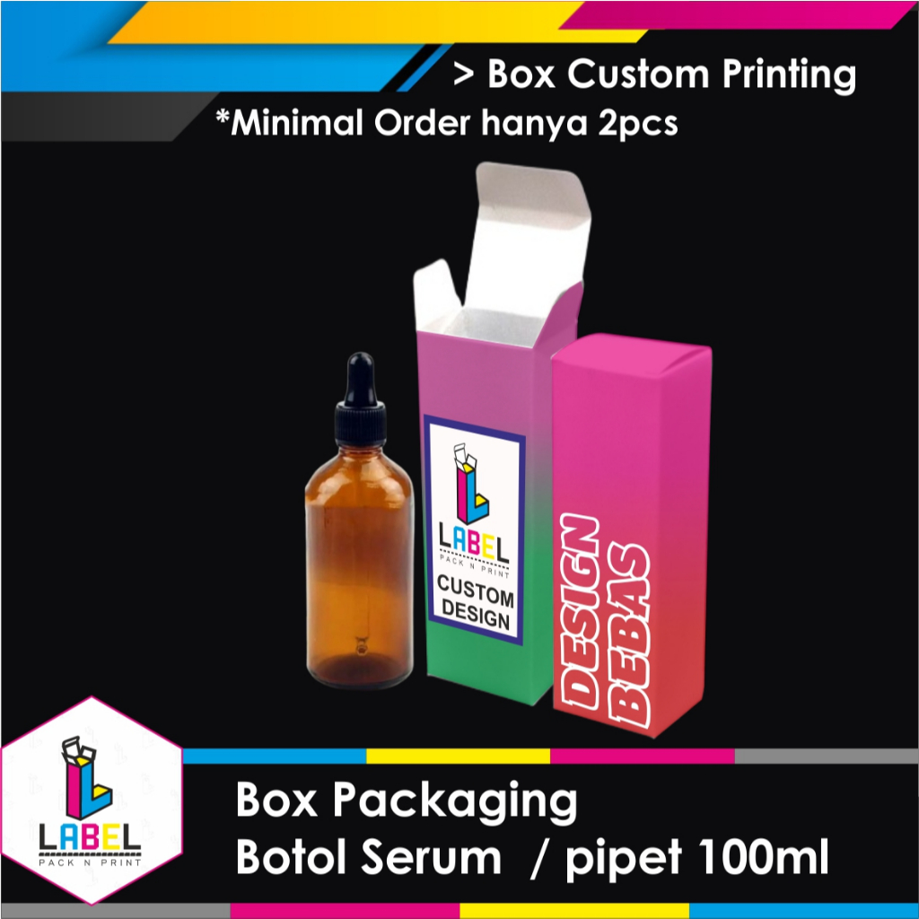 Jual Dus / Box Botol Serum Pipet100ml Custom Uk. 4.6 x 4.6 x 14.6 cm ...