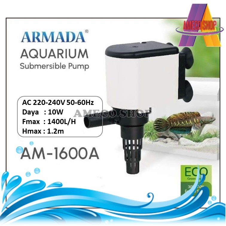 Jual ARMADA Power Head Pompa Air Celup Aquarium AM 1600 A | Shopee ...