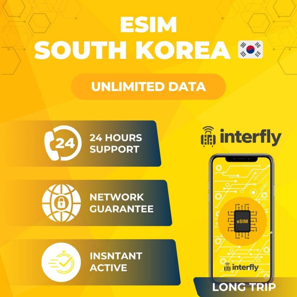 Jual Interfly Travel eSIM South Korea Unlimited 1GB/Day Long Trip Internet Roaming for Traveler ...