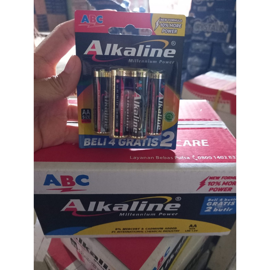 Jual Batu Baterai ABC Alkaline AA / A2 isi 6 (4+2) LR03 1 Box | Shopee ...