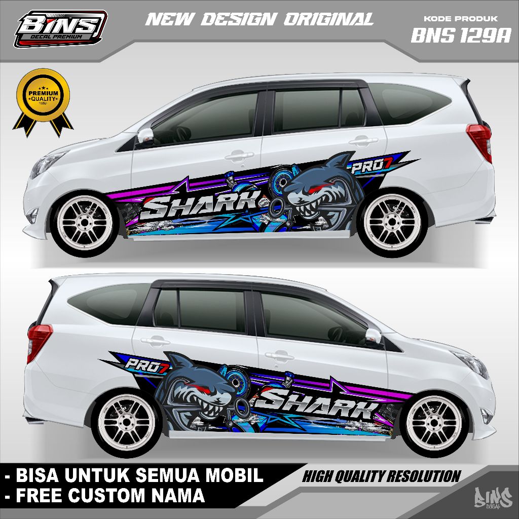 Jual BNS129-STIKER MOBIL DECAL JAZZ APV GRANDMAX YARIS SIGRA VIOS ...