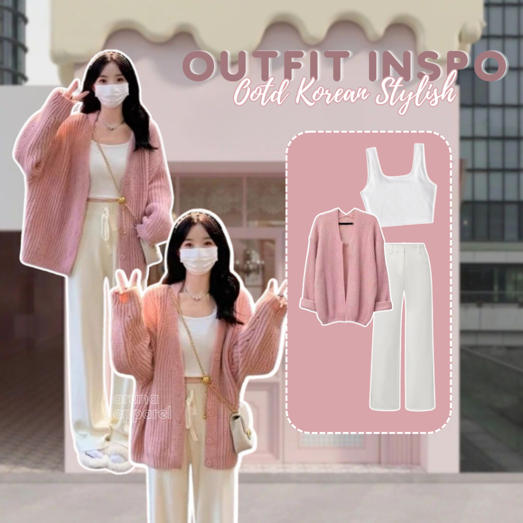 Jual Set 3in1 Korean Style Outfit Ulzzang OOTD Korean Remaja Kekinian (Tanktop+Cardigan+Celana ...