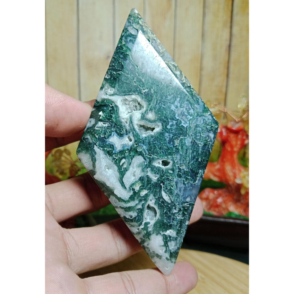 Jual Natural Batu Moss Agate Diamond Ornament (4) | Shopee Indonesia
