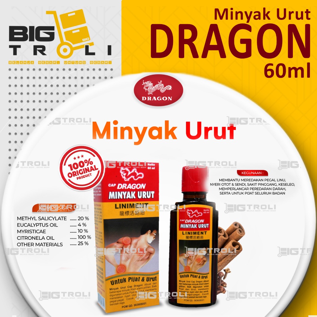 Jual Minyak Urut Dragon 60 ml / Minyak Pijat / Pered Pegal Linu ...