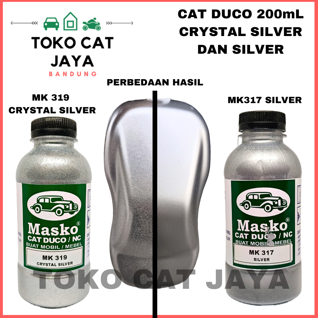 Jual Cat MASKO SILVER 200 mL DASAR CANCYTONE / Cat DUCO Silver Metalik ...
