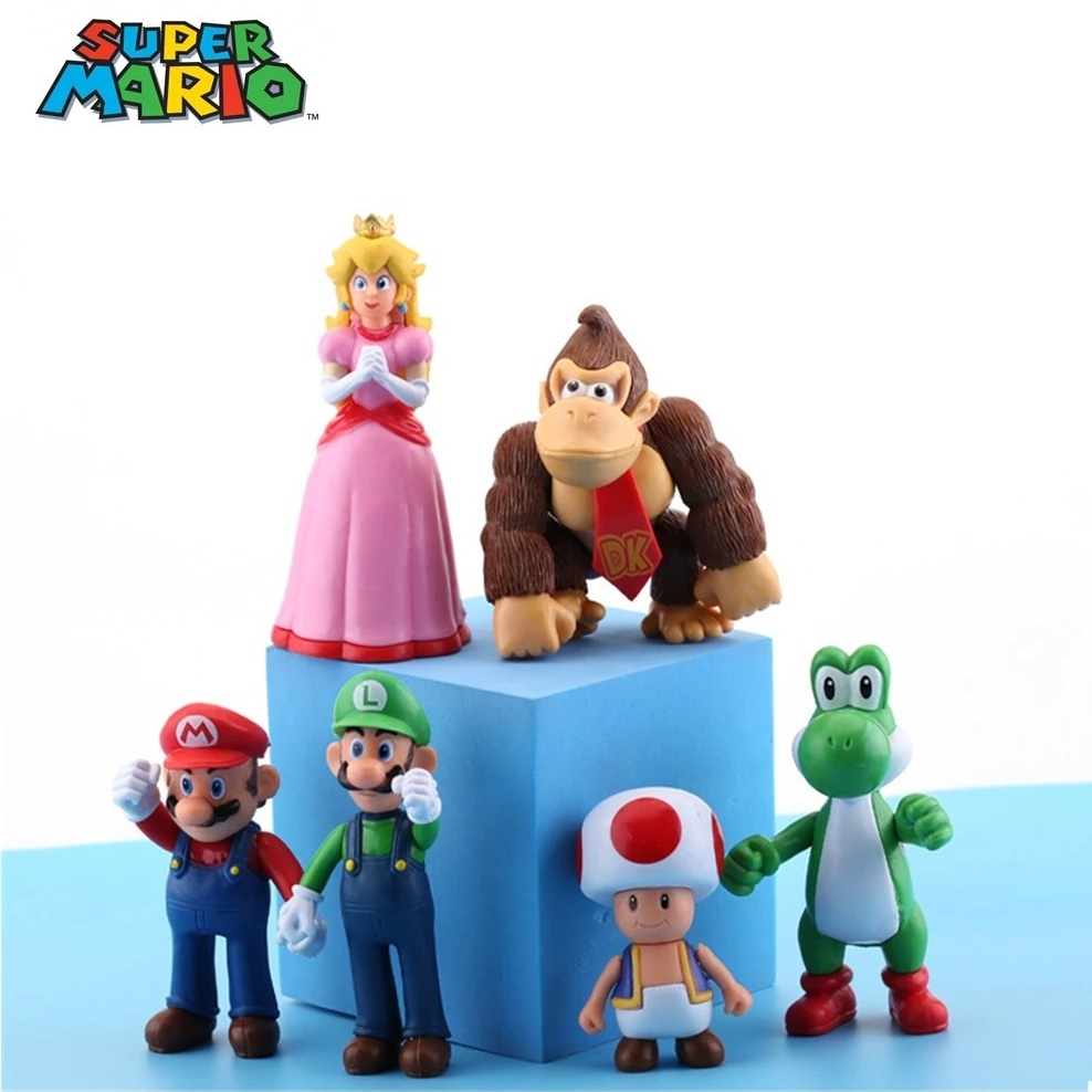Jual Mainan Figure Super Mario Bros Topper Cake Hiasan Kue Set 6 pcs ...