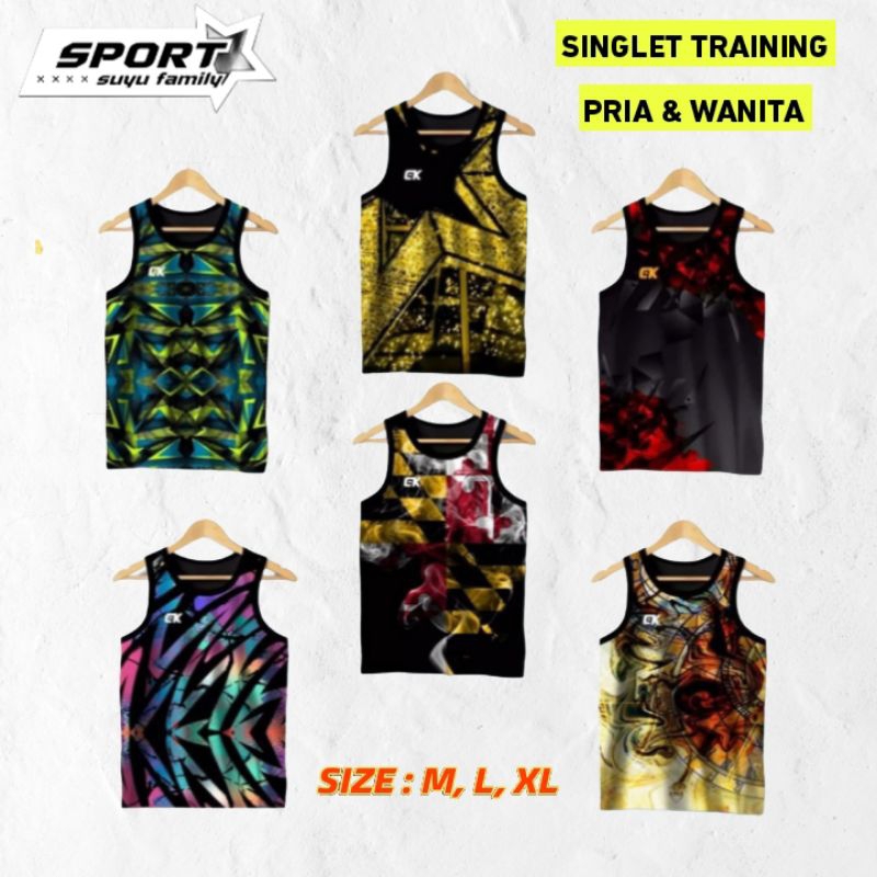Jual Atasan Singlet Training Pria Dan Wanita / Singlet Volly Badminton / SLT TR-001 - SLT TR018 ...