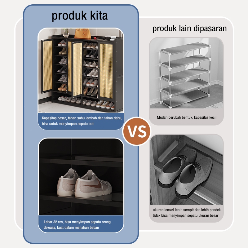 Jual Lemari Sepatu Tertutup Rak Sepatu Rotan Rak Sepatu Kayu Serbagun ...