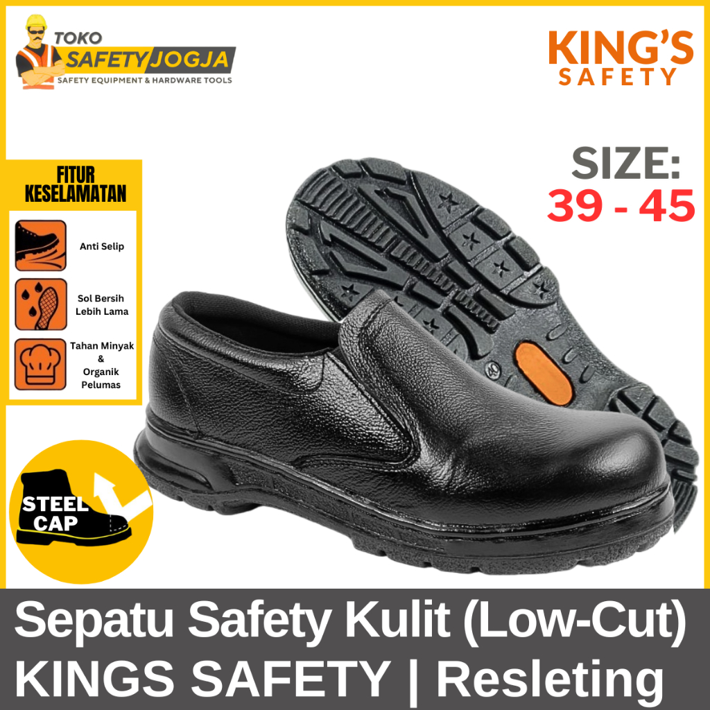 Jual Sepatu Safety Kerja Proyek Work Shoes Kulit Low Cut Slip On KINGS ...