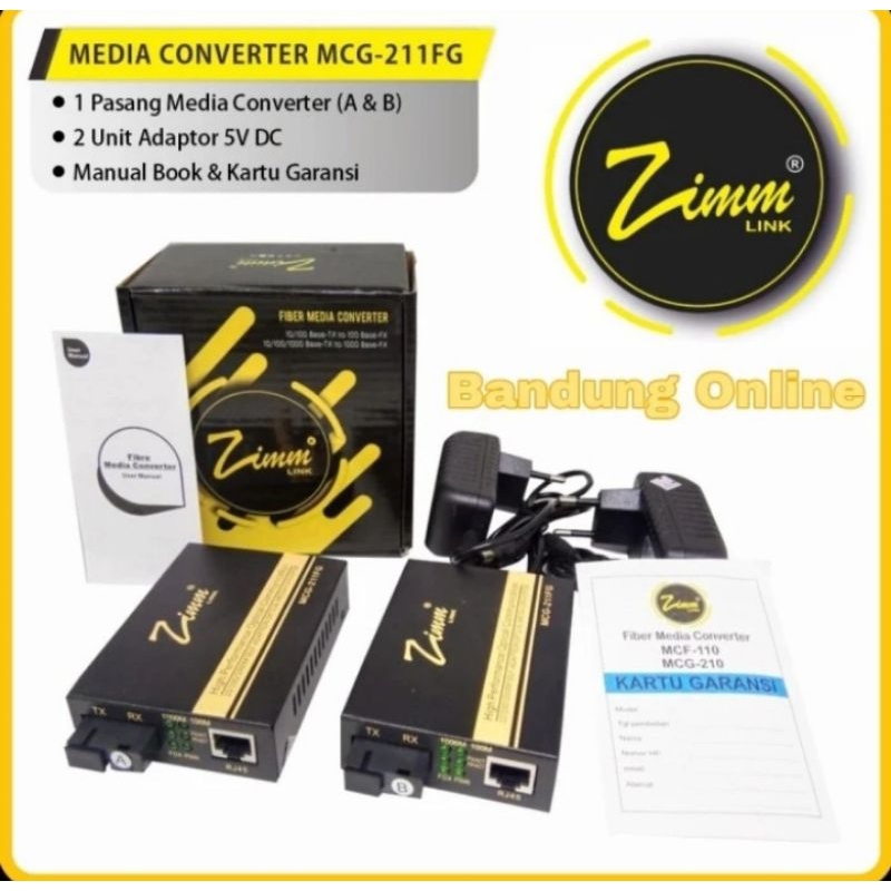 Jual ZIMMLINK ZCF111F ( AB ) 20KM Media Converter Fiber Optik RJ45 1 Pair | Shopee Indonesia