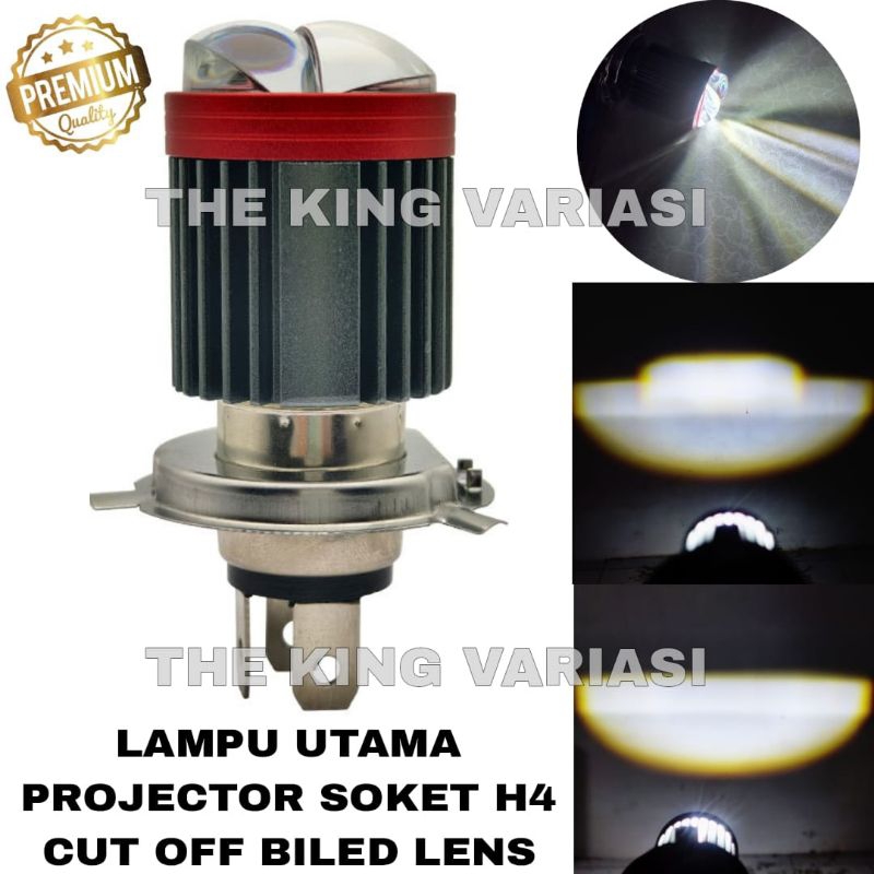 Jual LAMPU UTAMA SOCKET H4 LASER LED BILED LENS CUT OFF SUPER BRIGHT 12-24V/ LAMPU UTAMA MOTOR ...