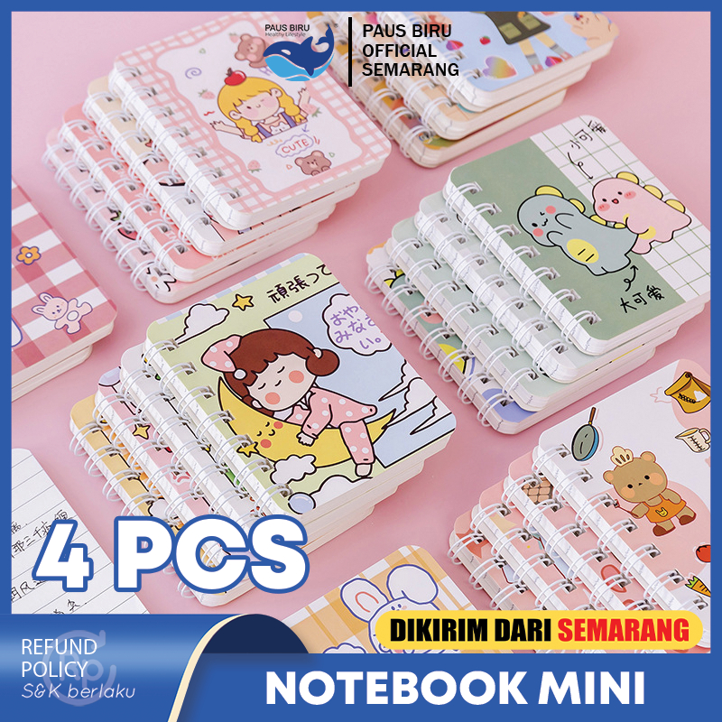 Jual Aimilo - 4 PCS Notebook Mini A7 Buku Motif Lucu - Scrapbook Mini ...