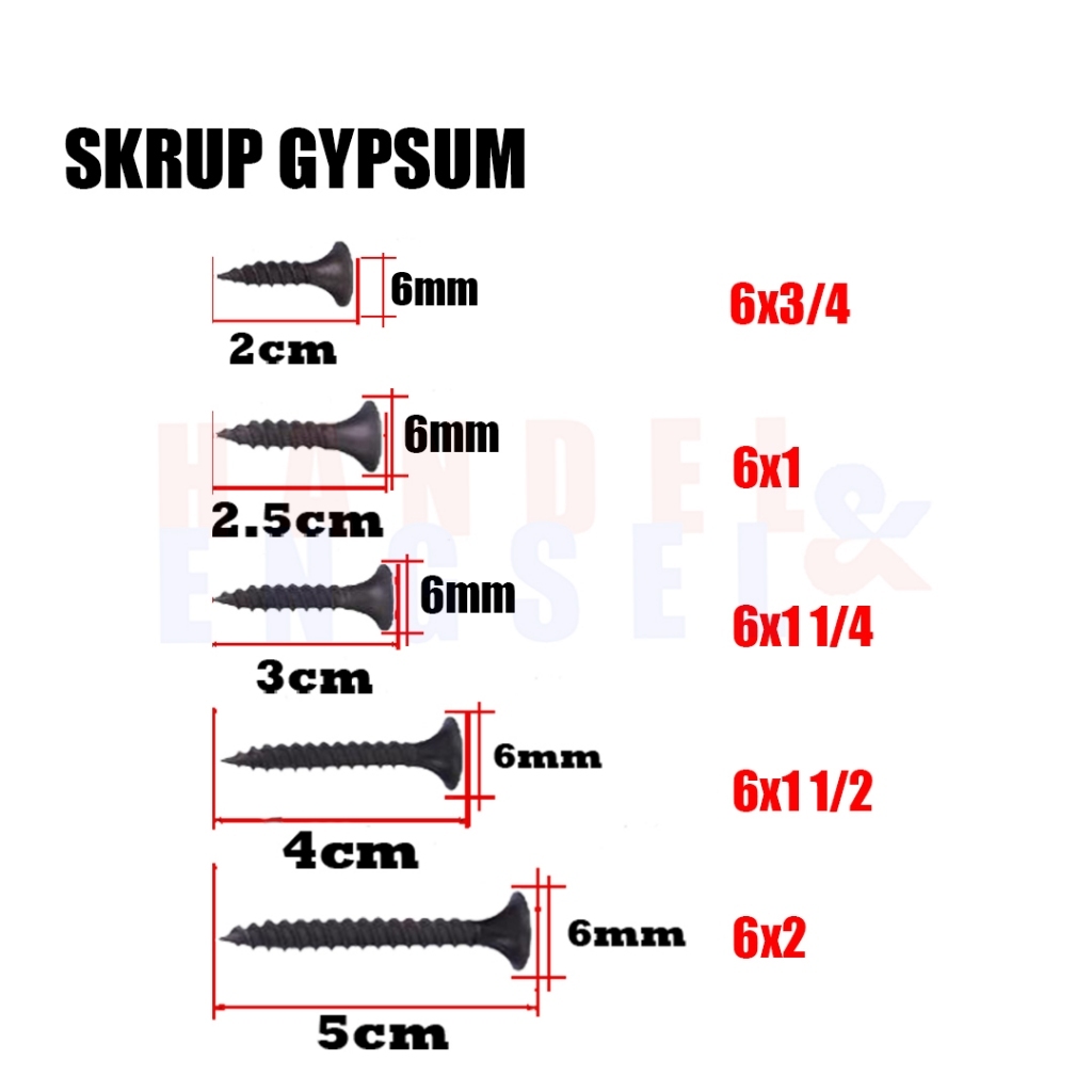 Jual (100 Gram) Sekrup Gypsum Drywall Screw / Sekrup Gypsum Hitam / Skrup | Shopee Indonesia