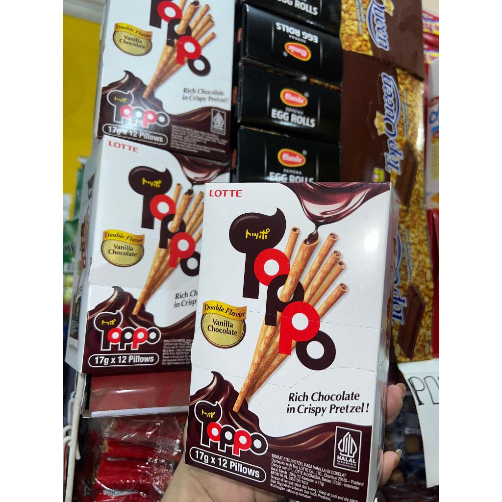 Jual Lotte Toppo Biskuit Stik Petzel Coklat 1 box isi 12 pcs | Shopee ...