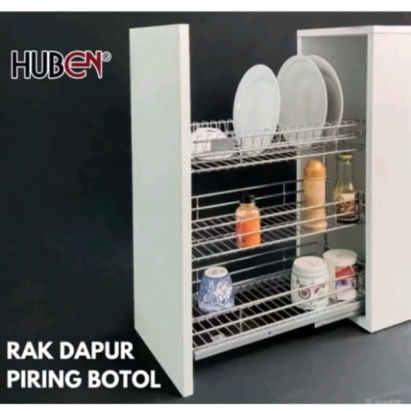 Jual Rak piring botol bumbu 3 susun slowmotion stainless kabinet 30cm ...