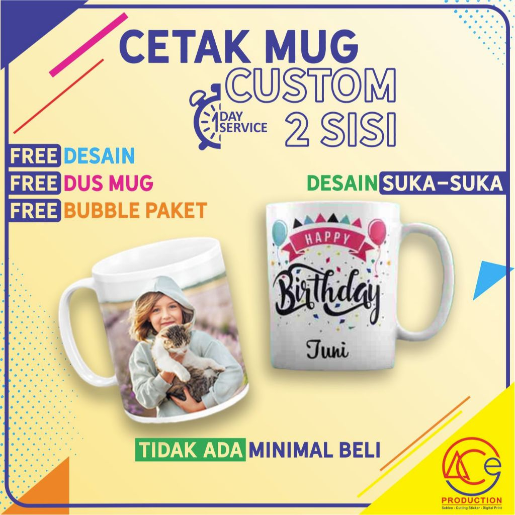 Jual MUG CUSTOM 2 SISI FOTO LOGO NAMA FREE DUS | Shopee Indonesia