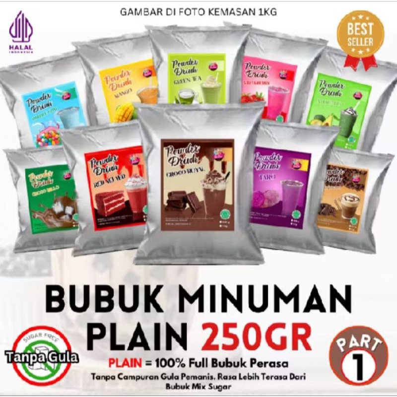 Jual Bubuk Minuman Rasa PLAIN 250gr || Serbuk Minuman Kekinian || Bubuk ...
