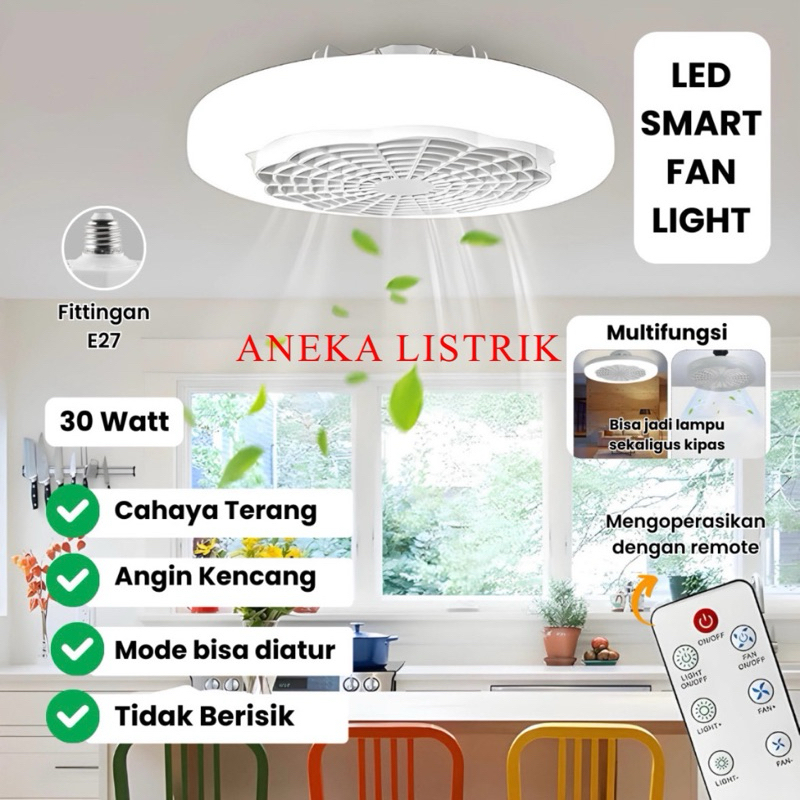 Jual LAMPU LED KIPAS ANGIN AC E27 30 WATT LAMPU LED PLAFON + KIPAS ...
