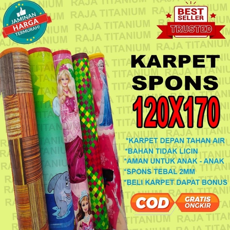 Jual KARPET SPON MOTIF 120 X 170 KARTUN ALAS TAHAN AIR WATERPROOF TEBAL ...