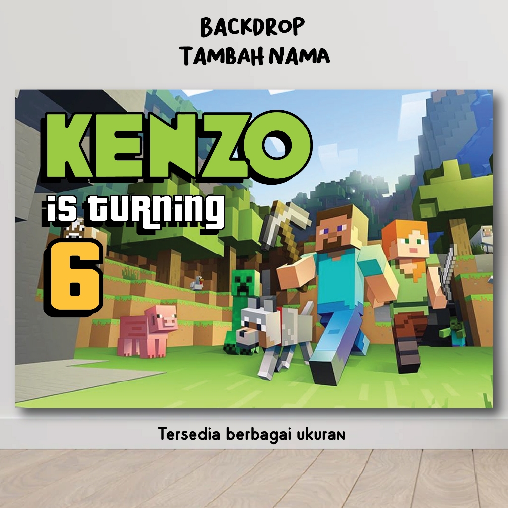 Jual BACKDROP MINECRAFT BACKGROUND BANNER WALLPAPER DEKORASI ULTAH HBD ...