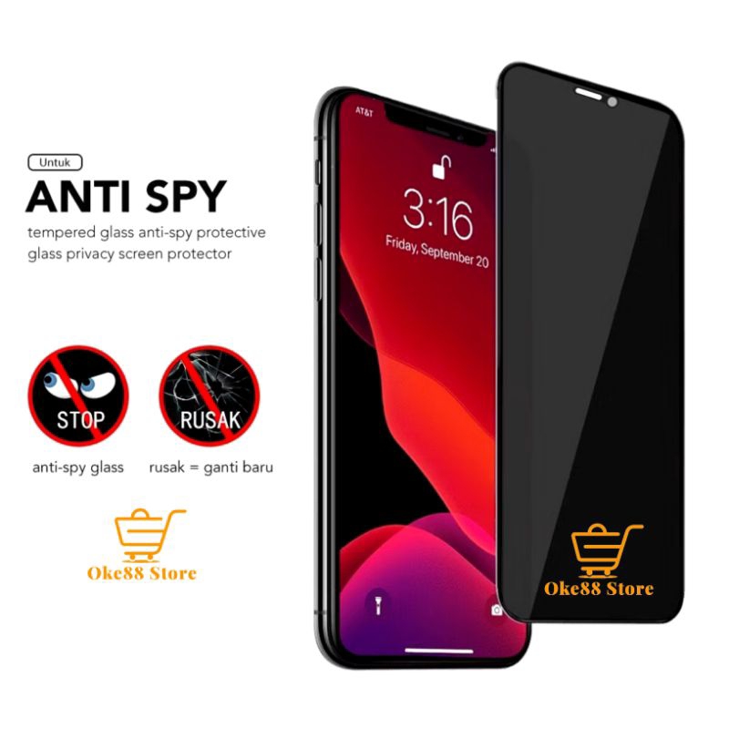 Jual Tempered Glass Anti Spy Full Layar Iphone 11 11 Pro 11 Pro Max X ...
