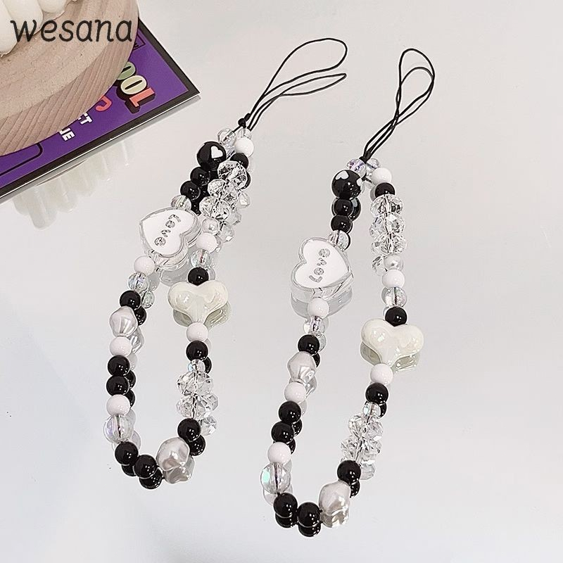 Jual INS Phone Strap Rantai telepon Surat Cinta Manik-manik Hitam Dan ...