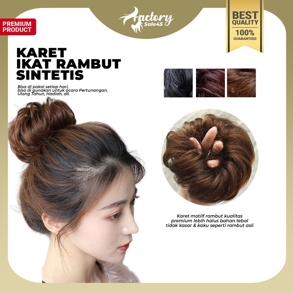 Jual Ikat Rambut Sintetis Hair Bun Curly Hairclip Ponytail Model ...