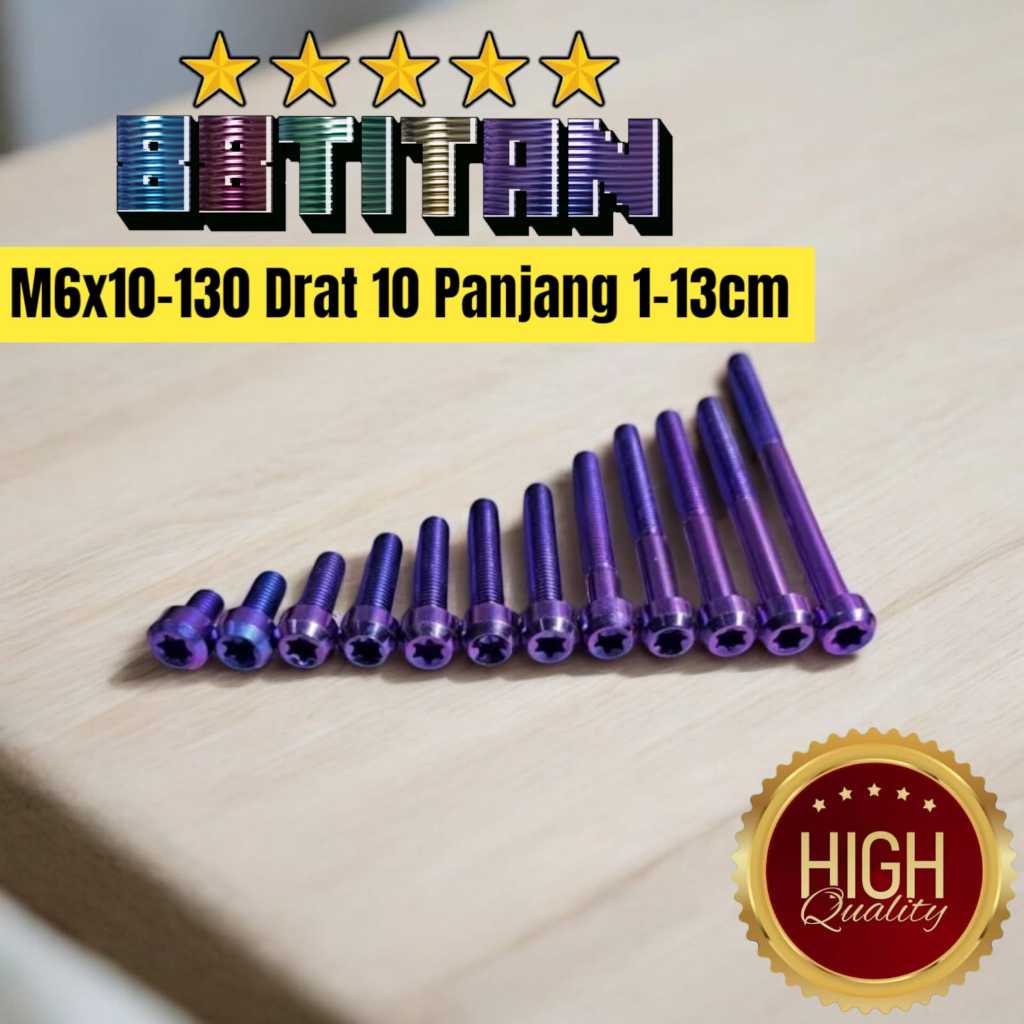 Jual Baut Titanium Gr5 M6 Dart 10 Small Head M6x10-M6x55 Panjang 1-5 ...