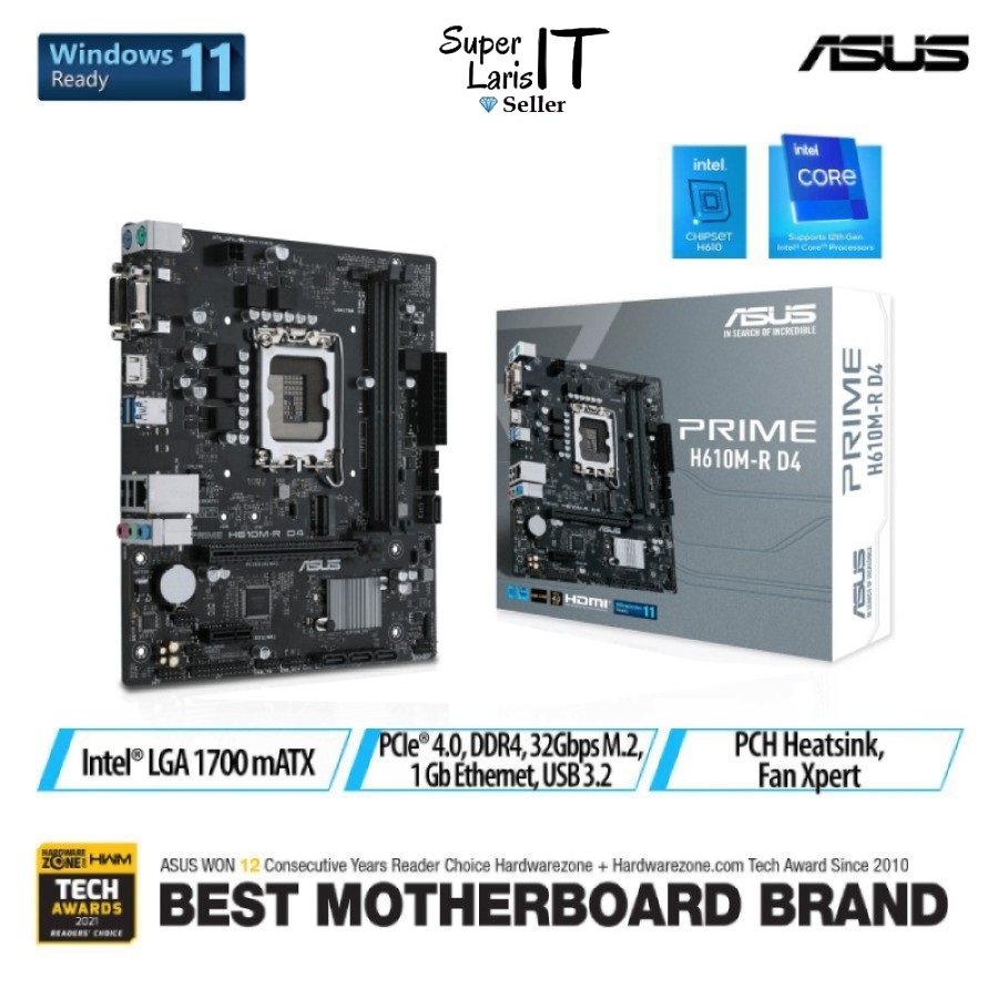 Jual Motherboard Asus Prime H610M-R D4 Intel LGA 1700 DDR4 m-ATX | Shopee Indonesia