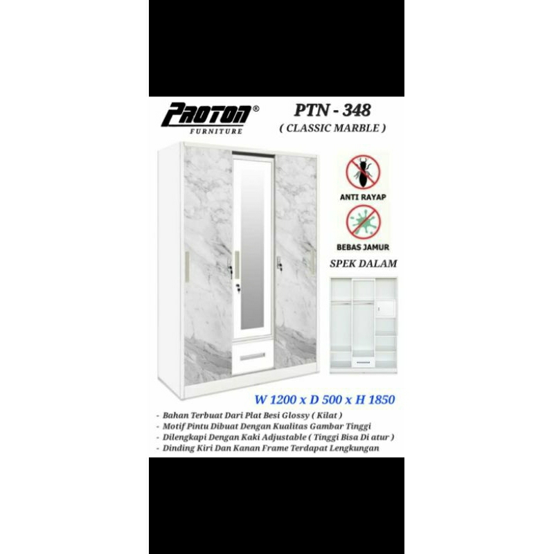 Jual Lemari Pakaian 3 Pintu Sliding Plat Besi Import | Shopee Indonesia