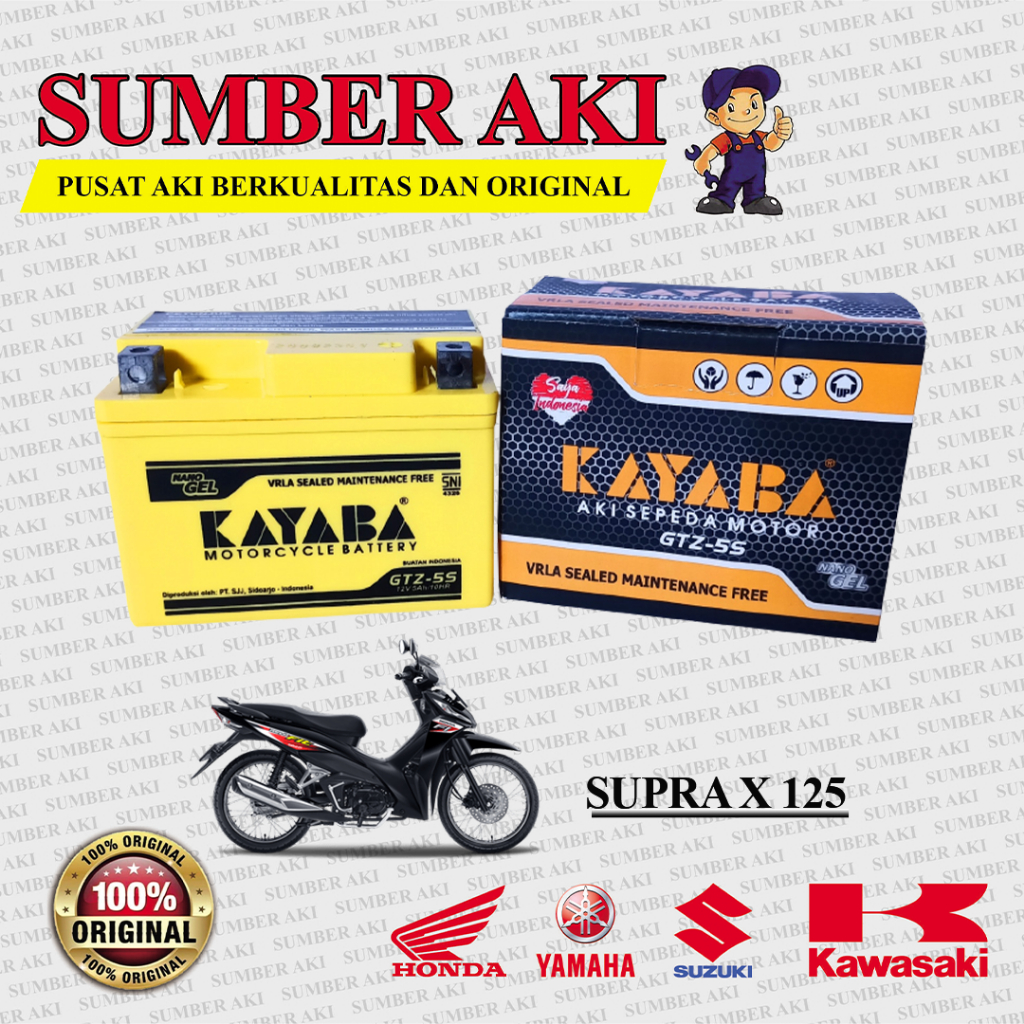 Jual Aki Motor SUPRA X 125 KAYABA GTZ5S Aki Kering | Shopee Indonesia