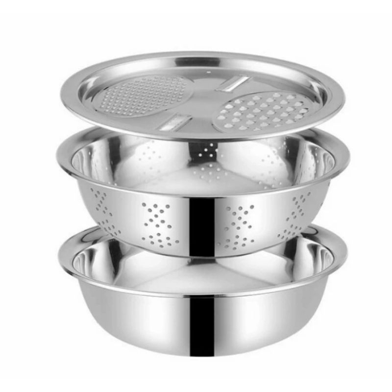 Jual Baskom parutan saringan 3 in 1 stainless steel | Shopee Indonesia