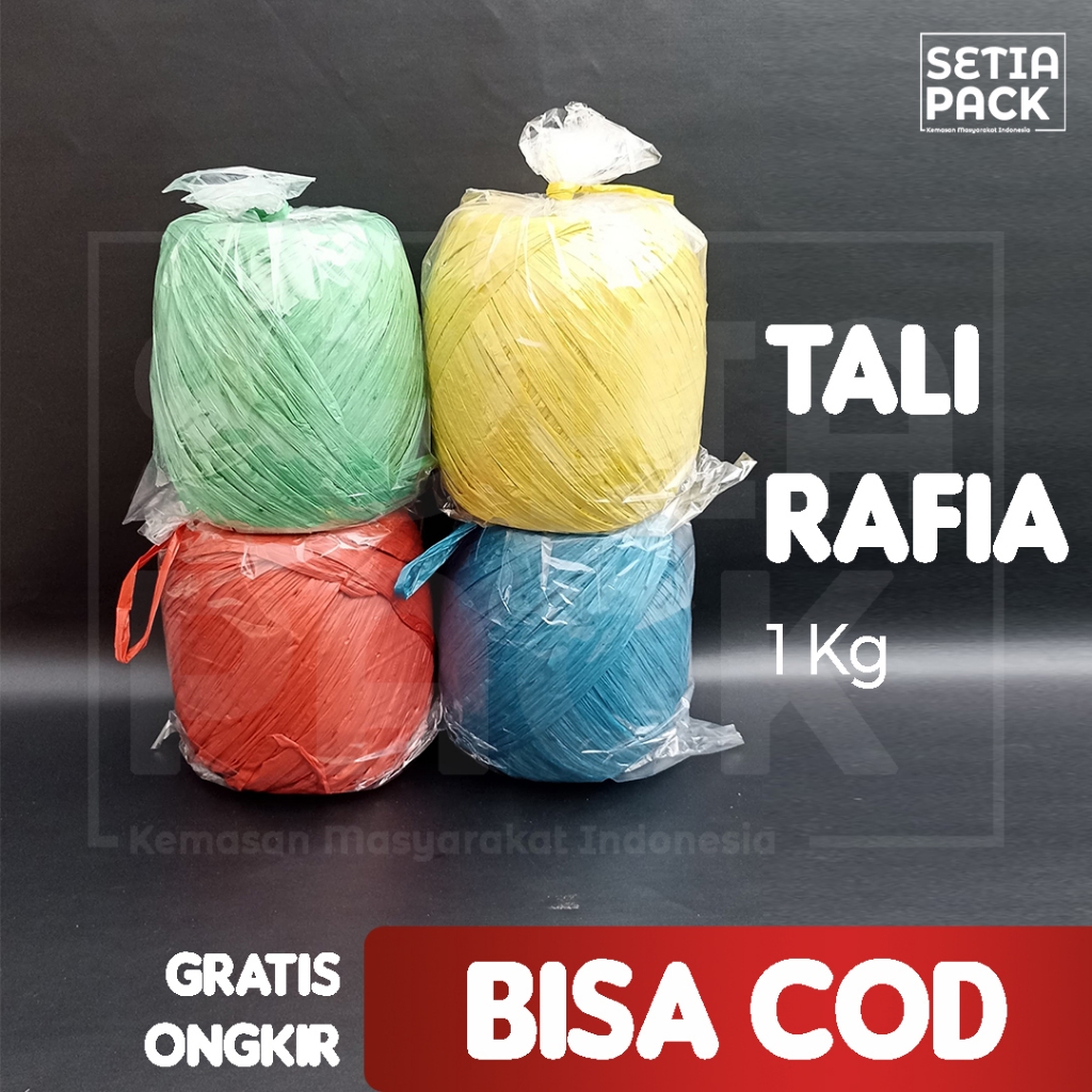 Jual Tali Rafia Warna Merah Kuning Biru Hijau 1kg | Shopee Indonesia