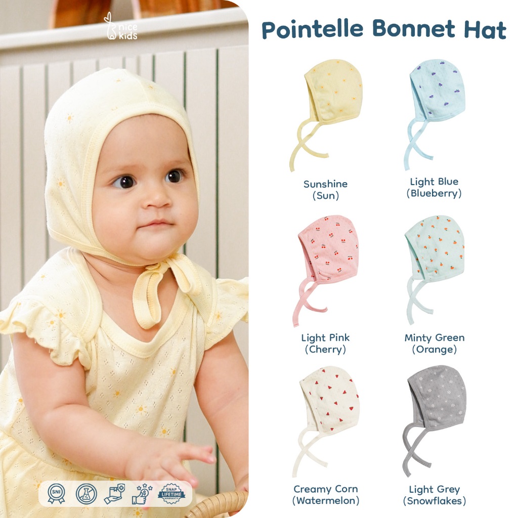 Jual Nice Kids - Pointelle Baby Bonnet Hat Topi Anak Bayi | Shopee ...