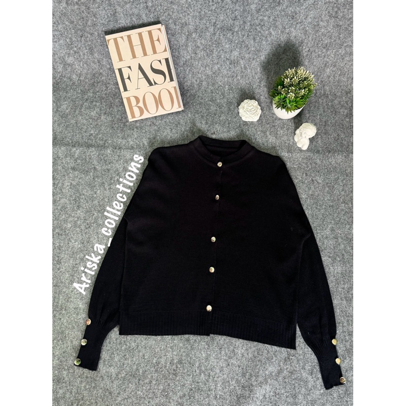 Jual [Best Seller]Tarla Cardigan Rajut Basic Kancing Premium Gold/Aira Cardigan Rajut Tebal ...