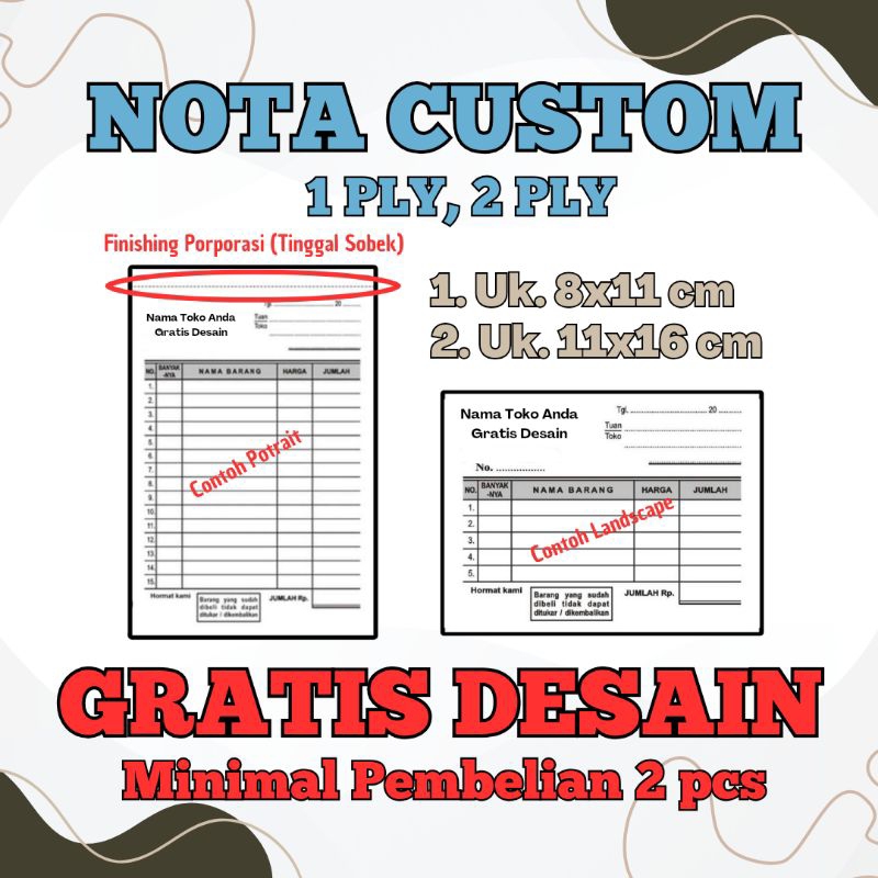 Jual Nota custom 1 ply dan nota custom 2 ply/ nota custom tanpa rangkap ...