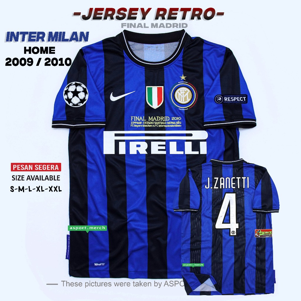 Jual JERSEY INTER RETRO HOME 2009 2010 FINAL MADRID JERSI RETRO INTER ...